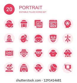 Portrait Icon Set Collection 20 Filled Stock Vector (Royalty Free ...
