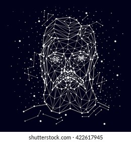 Portrait Man Beard Constellation Star Vector: vector de stock (libre de ...