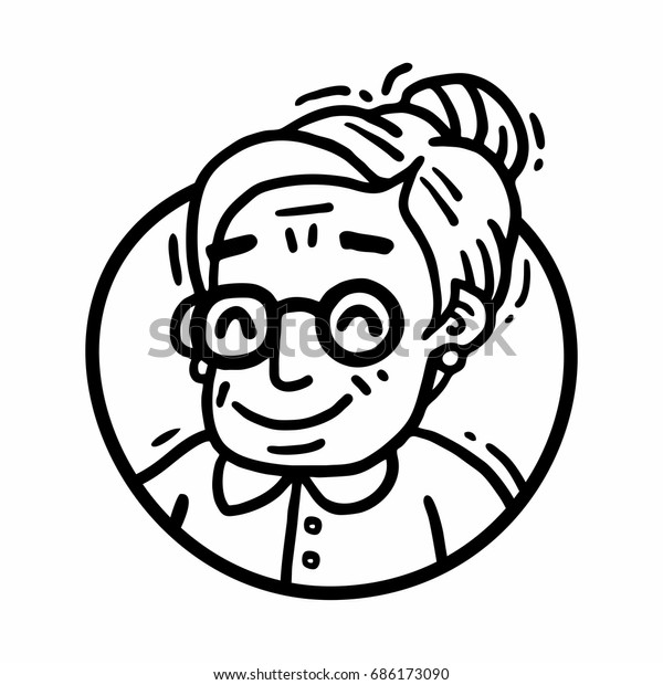 Portrait Old Lady Glasses Stock Vector (Royalty Free) 686173090 ...