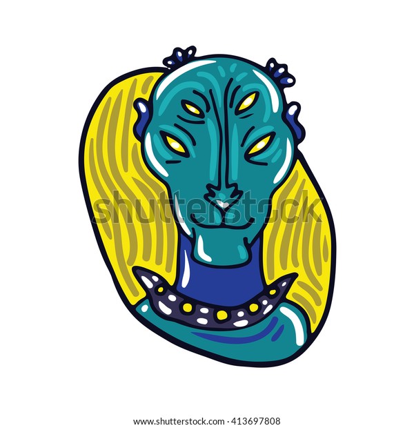 Portrait Peaceful Blue Alien Fictional Creature 库存矢量图（免版税）413697808 ...