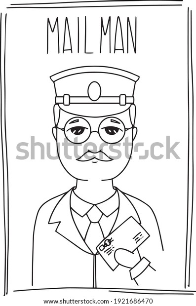 Portrait Postman Mailman Vector Illustration On Stock Vector (Royalty ...