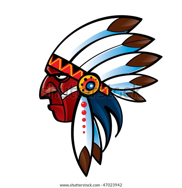 Portrait Red Skin Indian Chief Stock Vector (Royalty Free) 47023942