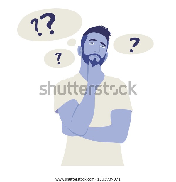 Portrait Thoughtful Smart Man Thinking Solving Stock Vector (Royalty ...