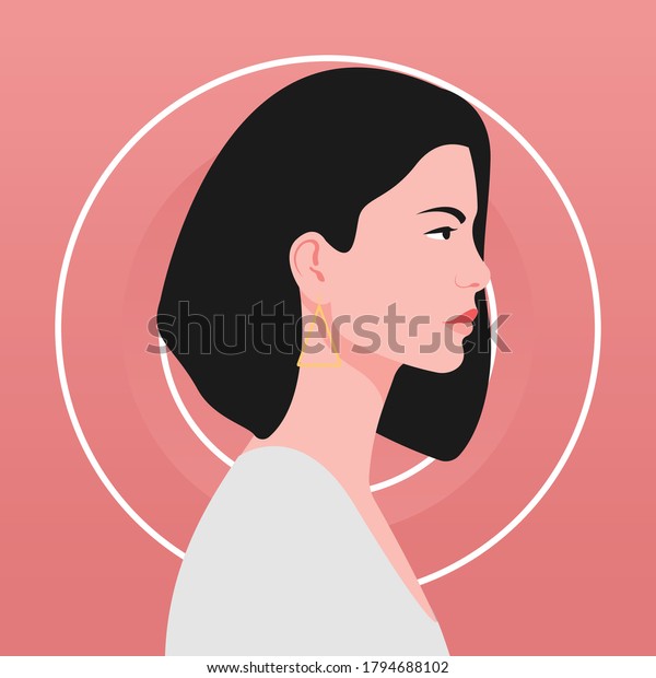 Portrait Woman Side View Vector Flat Stock Vector (Royalty Free ...