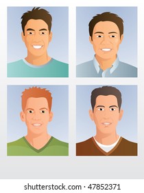 Portraits Four Different People Stock Vector (Royalty Free) 47852371 ...