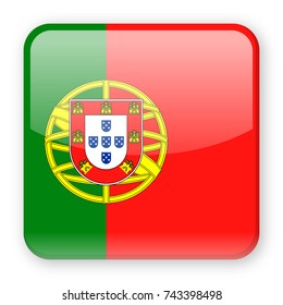 Portugal Flag Square Glossy Button Stock Illustration 209408920