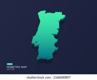 Portugal Map Isometric Green Gradient Vector Stock Vector (Royalty Free ...
