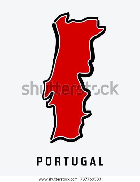 Portugal Map Outline Smooth Simplified Country Stock Vector (Royalty ...