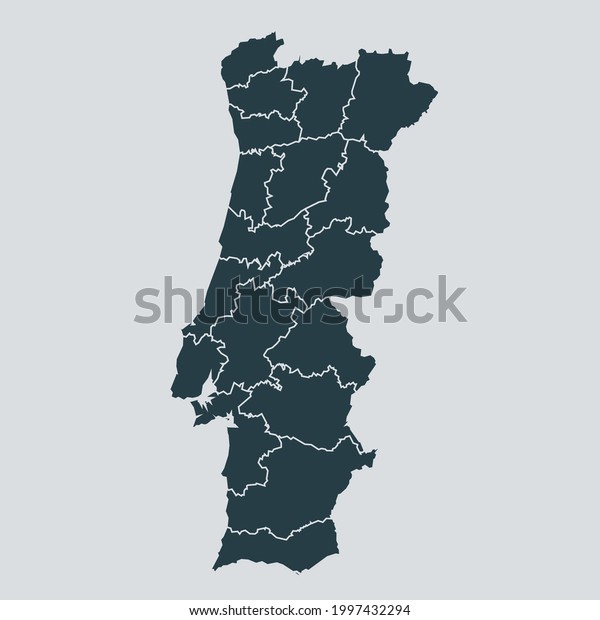 Portugal Map Vector Isolated On Gray Stock Vector (Royalty Free ...
