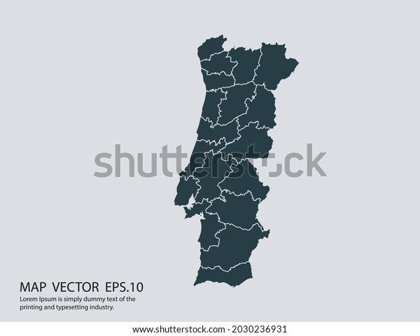 Portugal Map Vector Isolated On Gray Stock Vector (Royalty Free ...