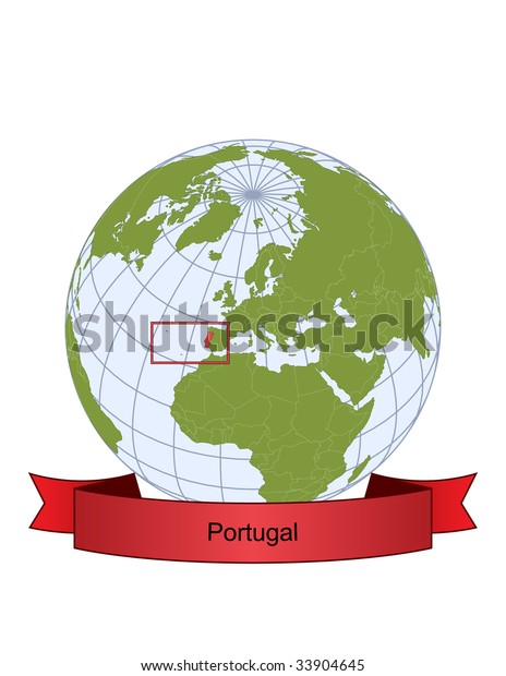 Portugal Position On Globe Stock Vector (Royalty Free) 33904645