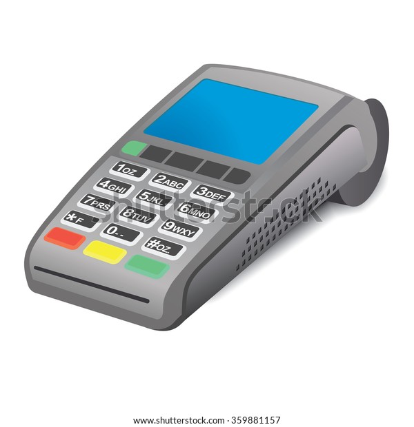 Pos Terminal Green Screen On White Stock Vector (Royalty Free ...