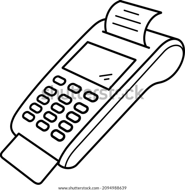 Pos Terminal Vector Outline Illustration Stock Vector (Royalty Free ...