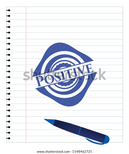 Positive Emblem Draw Pen Effect Blue Stock Vector (Royalty Free ...