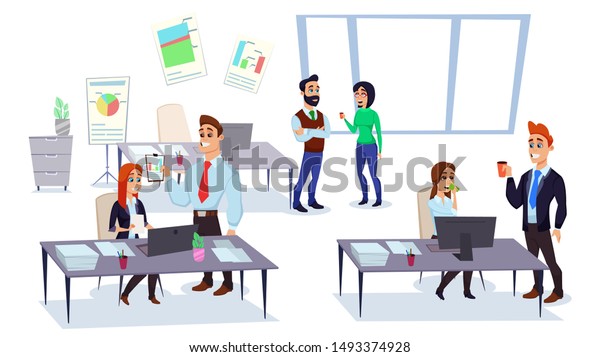 Positive Friendly Atmosphere Office Office Workers Stock Vector ...