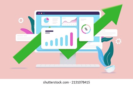 Positive Results On Computer Screen Desktop Stock Vector (Royalty Free ...