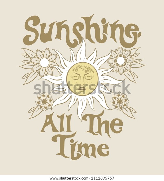 Positive Slogan Sunshine All Timet Shirt Stock Vector (Royalty Free ...