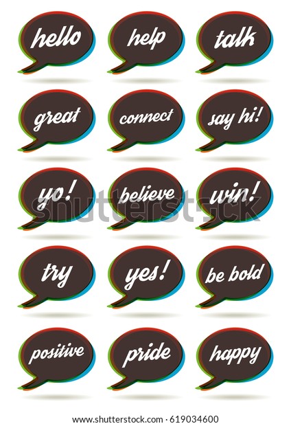 Positive Speech Bubbles Stock Vector (Royalty Free) 619034600 ...