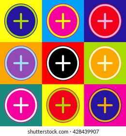 Positive Symbol Plus Sign Popart Style Stock Illustration 443463379