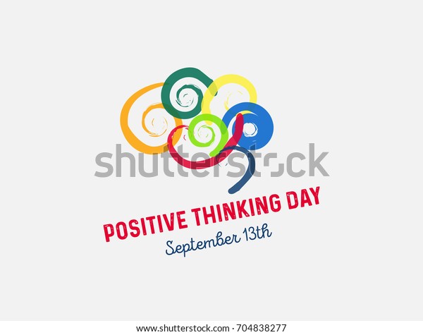 Positive Thinking Day Poster Colorful Brain Stock Vector (Royalty Free ...