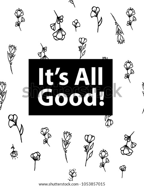 Positive Thinking Slogan Botanical Flowers Seamless Stock Vector ...
