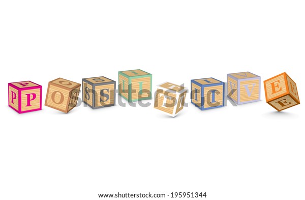 Positive Written Alphabet Blocks Vector Illustration Stock Vector ...