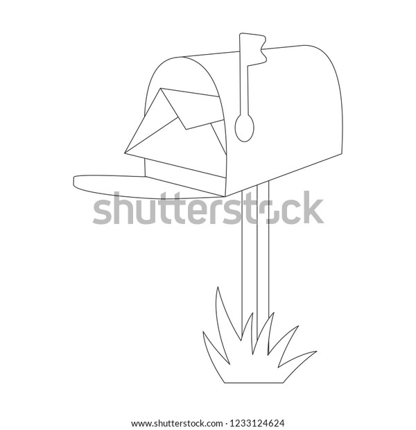 Post Box Colorless Cartoon Outlined Illustration Stock Vector (Royalty ...