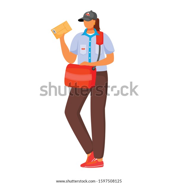 Post Office Female Worker Flat Color Stock Vector (Royalty Free) 1597508125