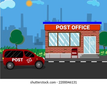 Post Office Service Postman Riding Car Stock Vector (Royalty Free ...