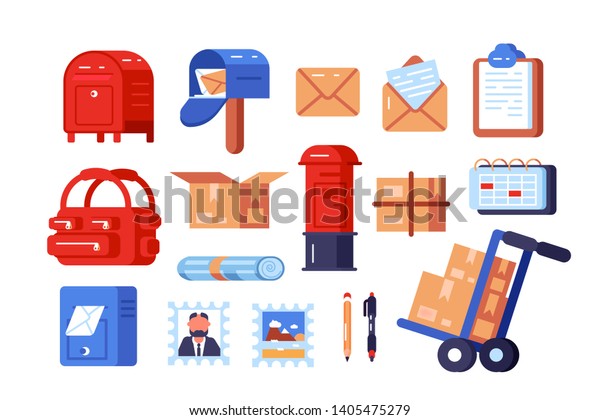 Post Office Symbols Set Vector Illustration Stock Vector (Royalty Free ...