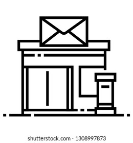 Post Office Vector Illustration Line Stroke Stock Vector (Royalty Free ...