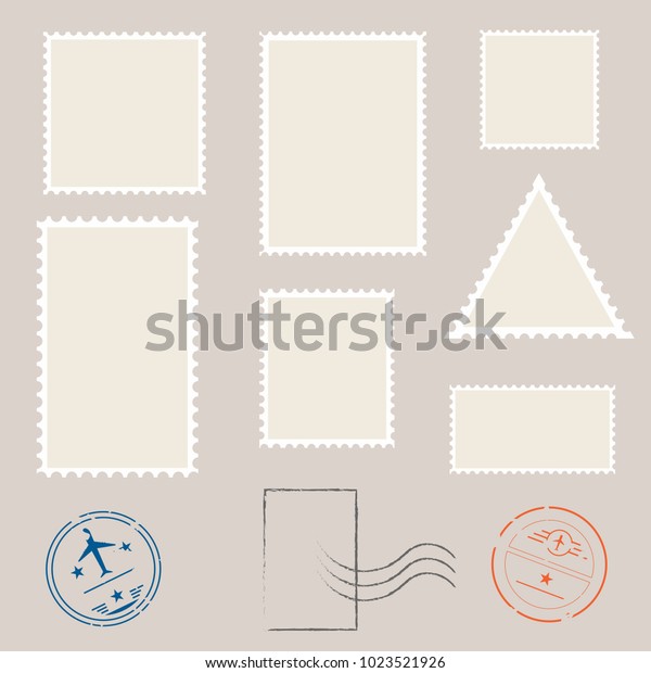 Postage Stamp Template Set Blank Stamps 스톡 벡터(로열티 프리) 1023521926 ...