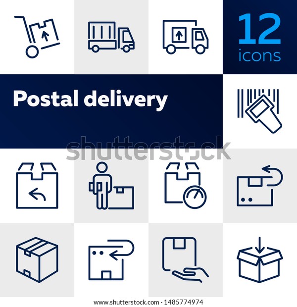 Postal Delivery Line Icon Set Set Stock Vector (Royalty Free ...