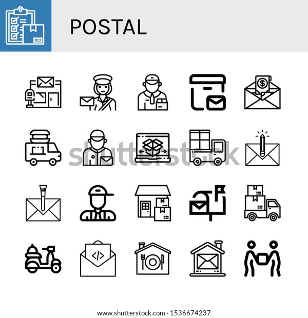 Postal Icon Set Collection Delivery Post Stock Vector (Royalty Free ...