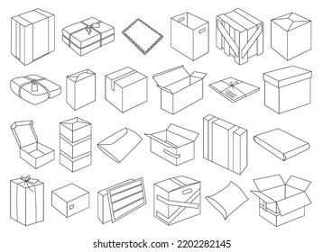 Postal Parcel Vector Outline Set Icon Stock Vector (Royalty Free ...