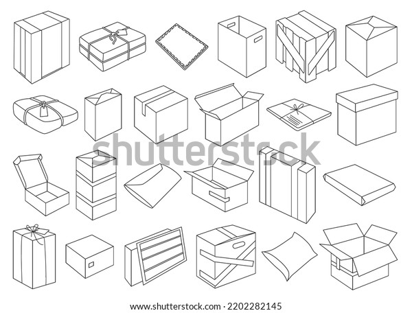 Postal Parcel Vector Outline Set Icon Stock Vector (Royalty Free ...