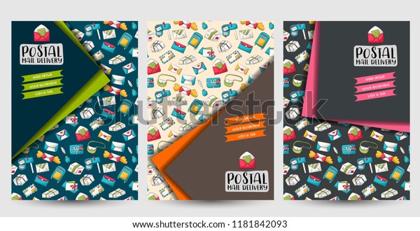 Postal Service Flyer Posters Set Background Stock Vector (Royalty Free ...