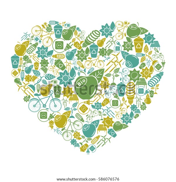 Postcard Form Hearts Environmental Theme Stock Vector (Royalty Free ...