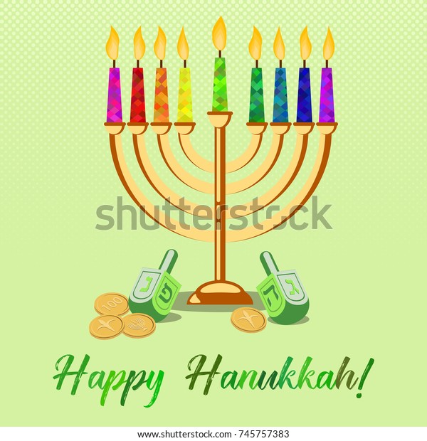 Postcard Greetings Festival Lights Feast Dedication Stock Vector