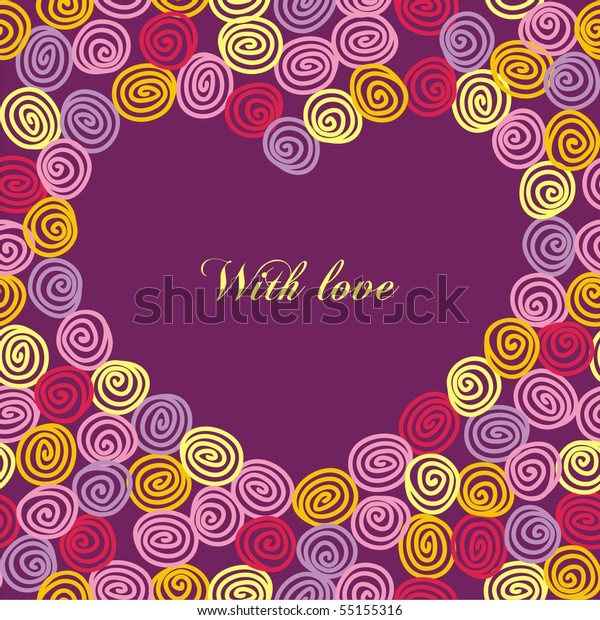 Postcard Heart Consist Flowers Vector Illustration Stock Vector ...