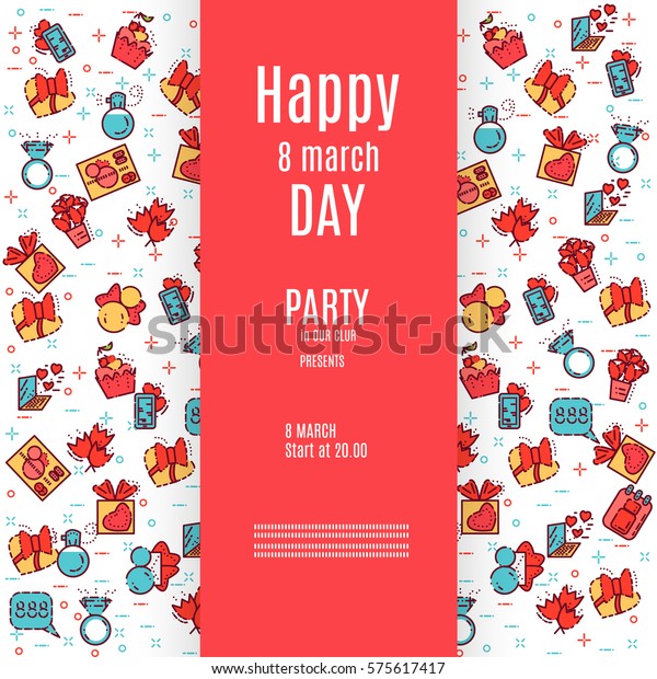 Postcard Party Invitation Holidays 8 March Stock Vector (Royalty Free ...