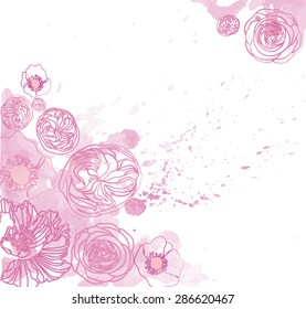 Postcard Pink Flowers Stock Vector (Royalty Free) 286620467 | Shutterstock