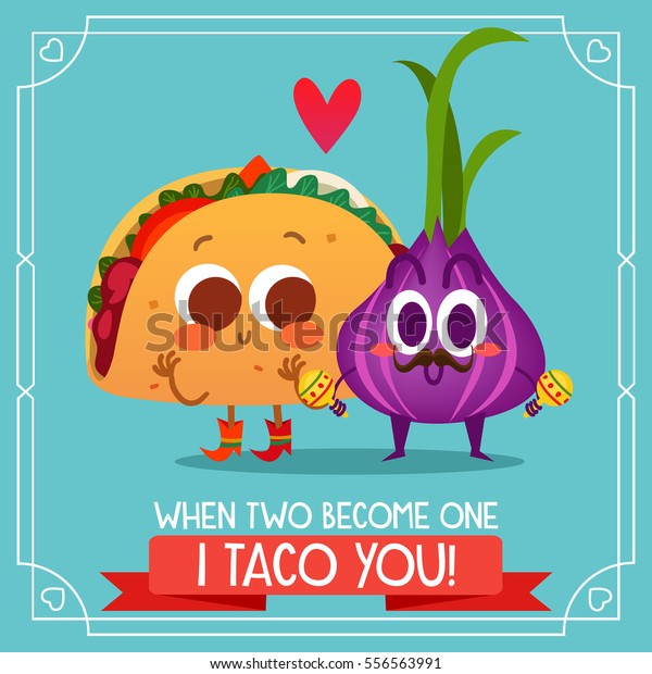 Postcard Valentines Day Comic Food Illustration Stock Vector (Royalty ...