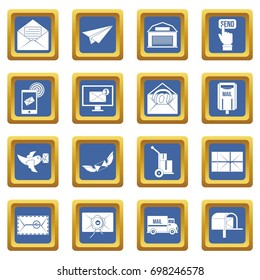 Poste Service Icons Set Blue Color Stock Vector (Royalty Free ...