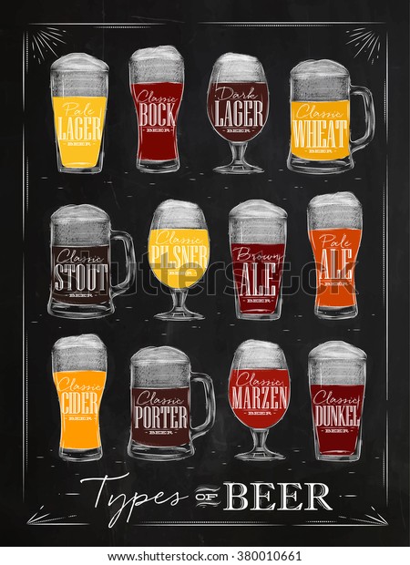 Poster Beer Main Types Lettering Pale Stock Vector (Royalty Free) 380010661