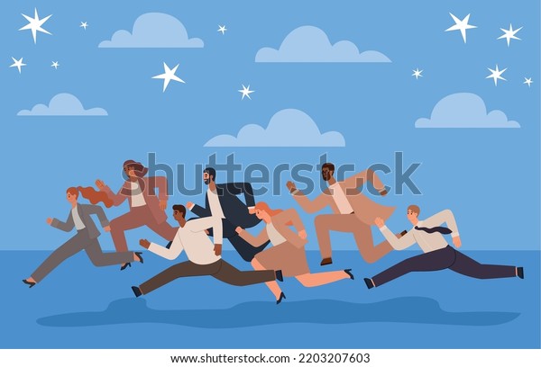 Poster Business Persons Running Stock Vector (Royalty Free) 2203207603 ...