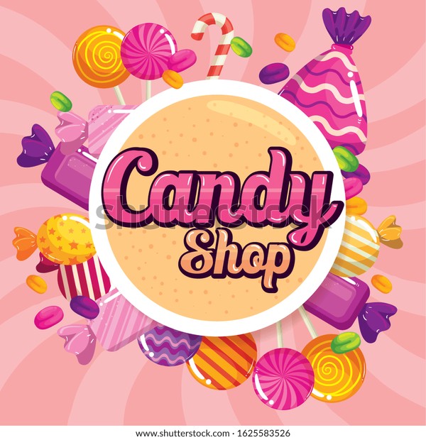 Poster Candy Shop Caramels Vector Illustration Stock Vector (Royalty ...