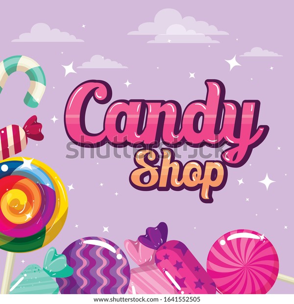 Poster Candy Shop Frame Caramels Vector Stock Vector (Royalty Free ...