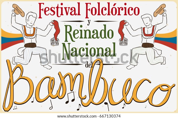 Poster Colombian Men Performing Bambuco Dance Stock Vector (Royalty ...