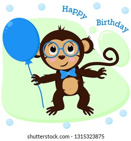 Poster Cute Monkey Happy Birthday Vector Stock Vector (Royalty Free ...